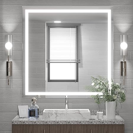 Amazon.com: TokeShimi 36 x 36 Inch Backlit Bathroom Mirror, LED Vanity ...