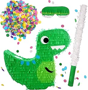 Amazon.com: Dinosaur Pinata Set with Pinata Stick Confetti Blindfold ...