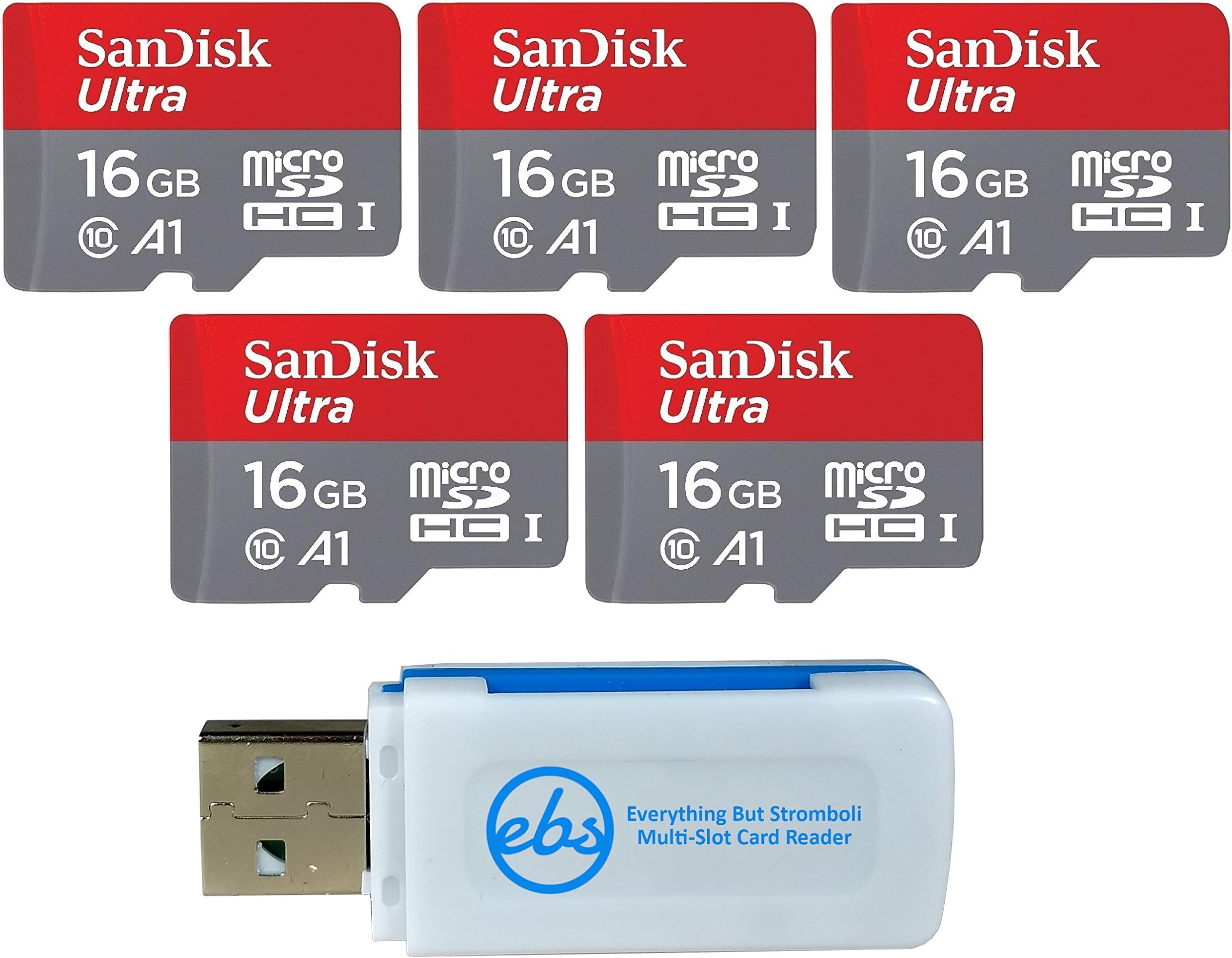 Amazon.com: SanDisk 16GB Micro Ultra Memory Card (5 Pack Bundle) 98MB/s ...