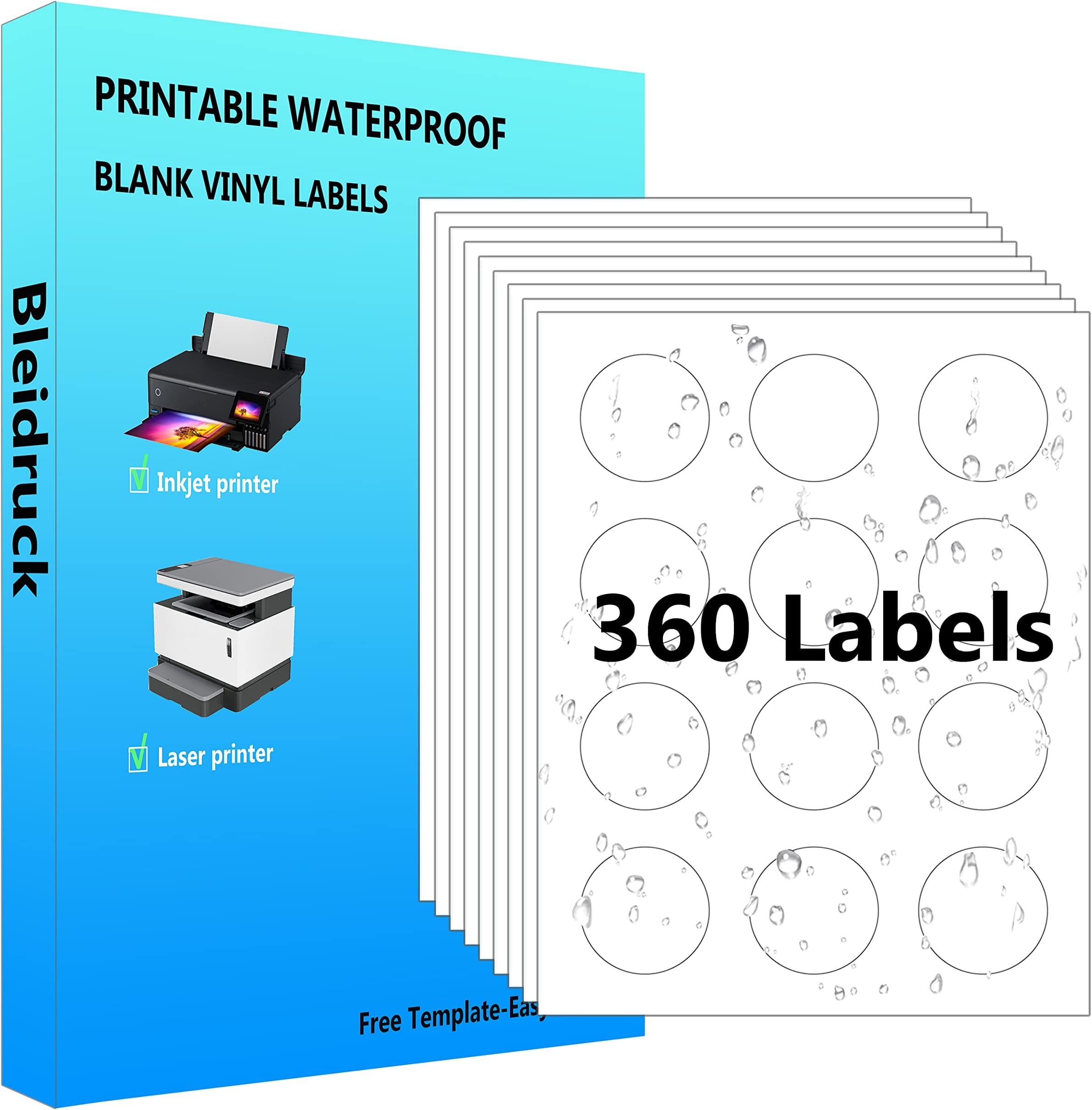 Amazon.com : 360 Circle Stickers 2" Round Labels 30 Sheets Waterproof ...