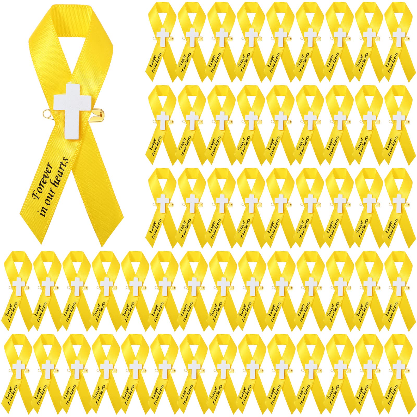 Amazon.com: 50 Pcs Funeral Ribbon Pins with Cross Memorial Pins for ...