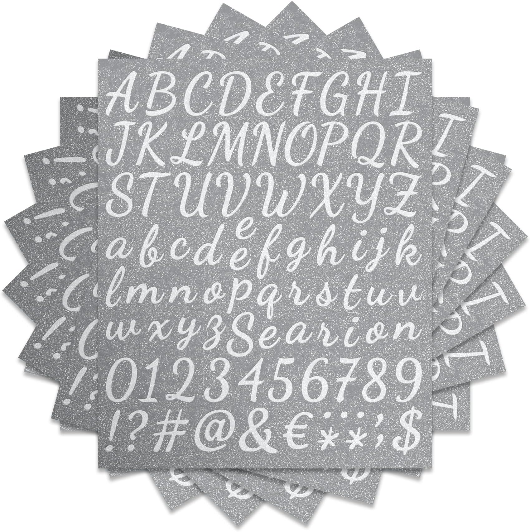 Amazon.com: 12 Sheets 1008Pcs Glitter Silver Vinyl Self Adhesive Letter ...