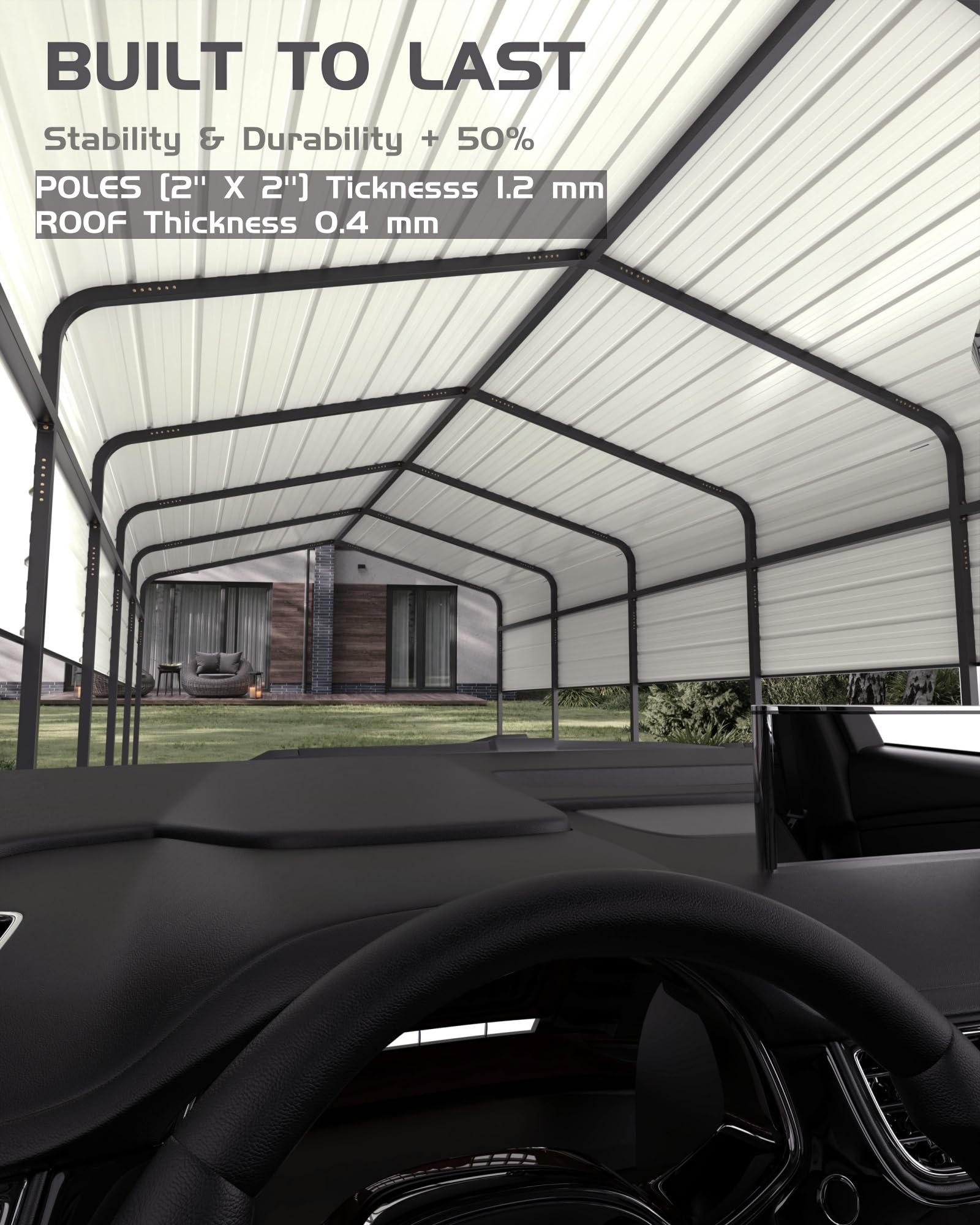 Snapklik.com : KYBOLT 13x 26x 10 Heavy Duty Carport, Oversized Metal Garage