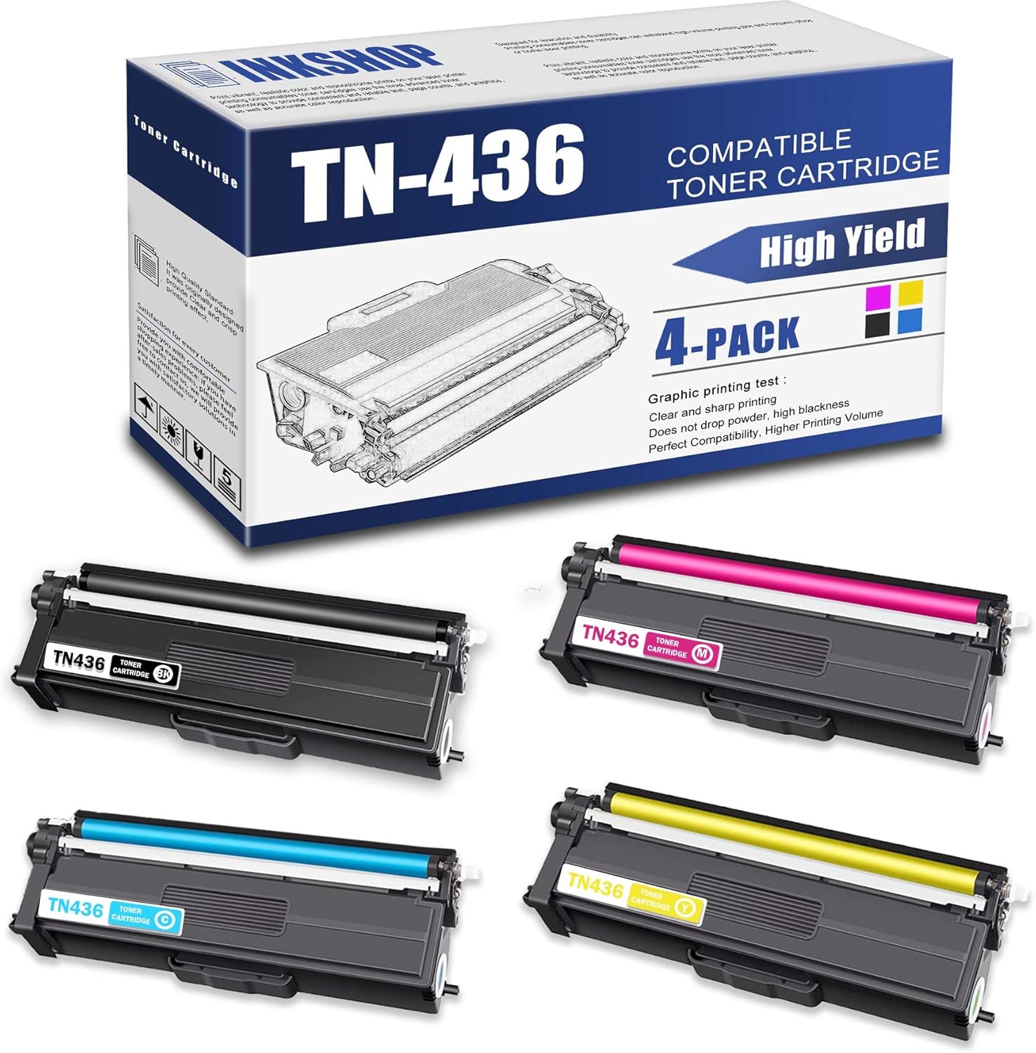 Amazon.com: TN436 Compatible TN-436BK TN-436C TN-436Y TN-436M Super ...