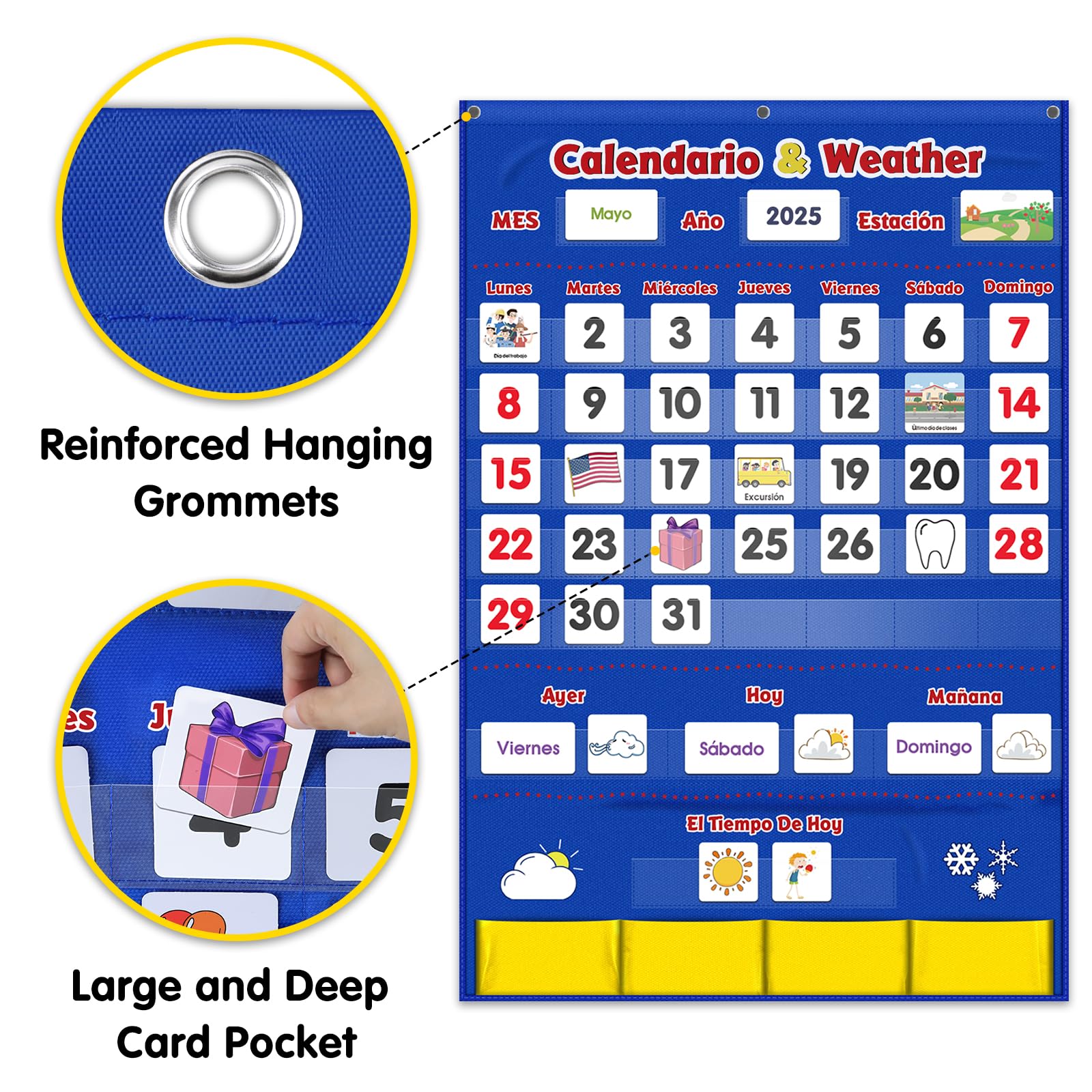 Snapklik.com : Godery Spanish Calendar And Weather Pocket Chart ...