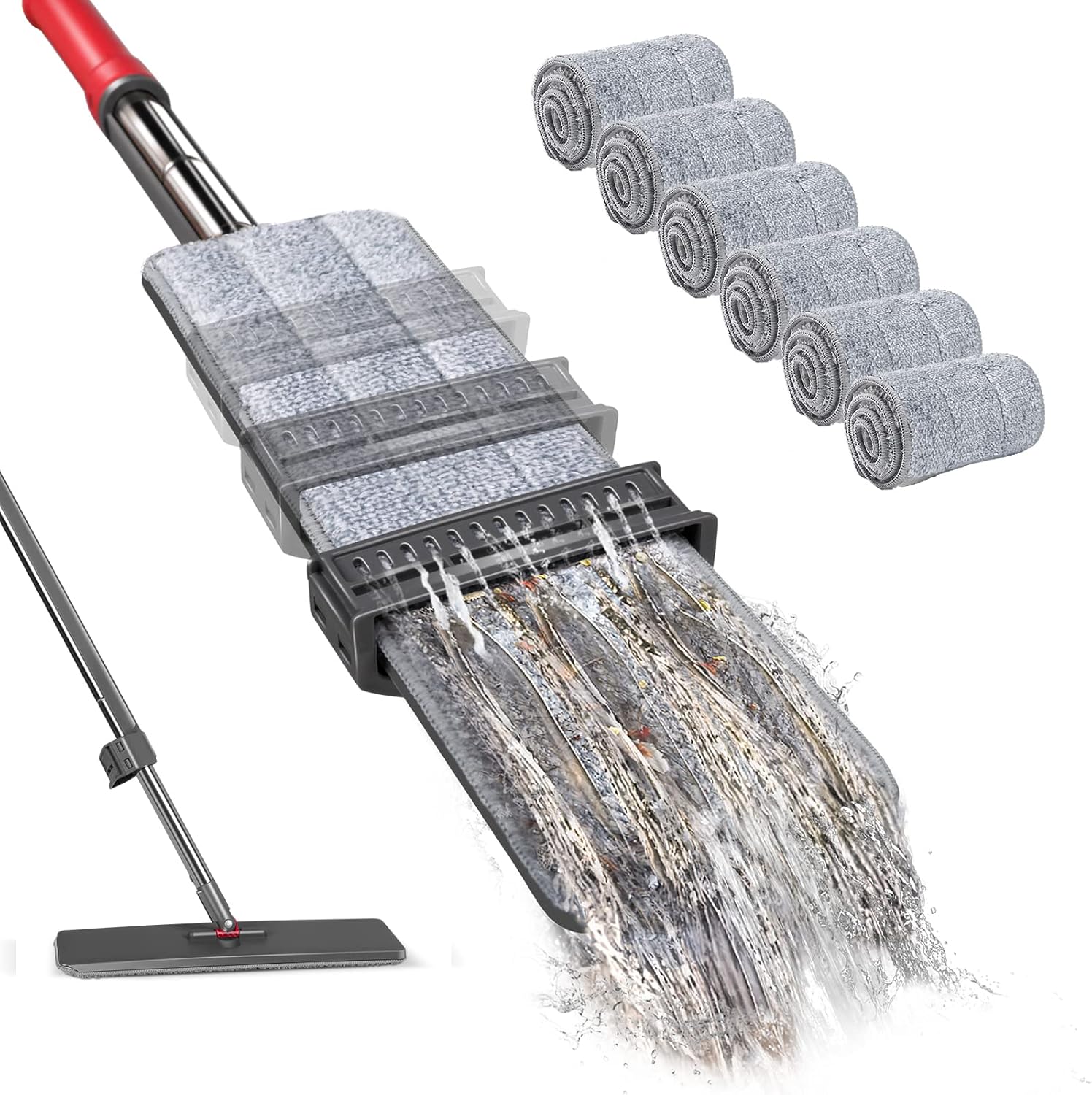 Amazon.com: HEVOL Self Wringing Flat Mop, Hands-Free Floor Mop with 6 ...