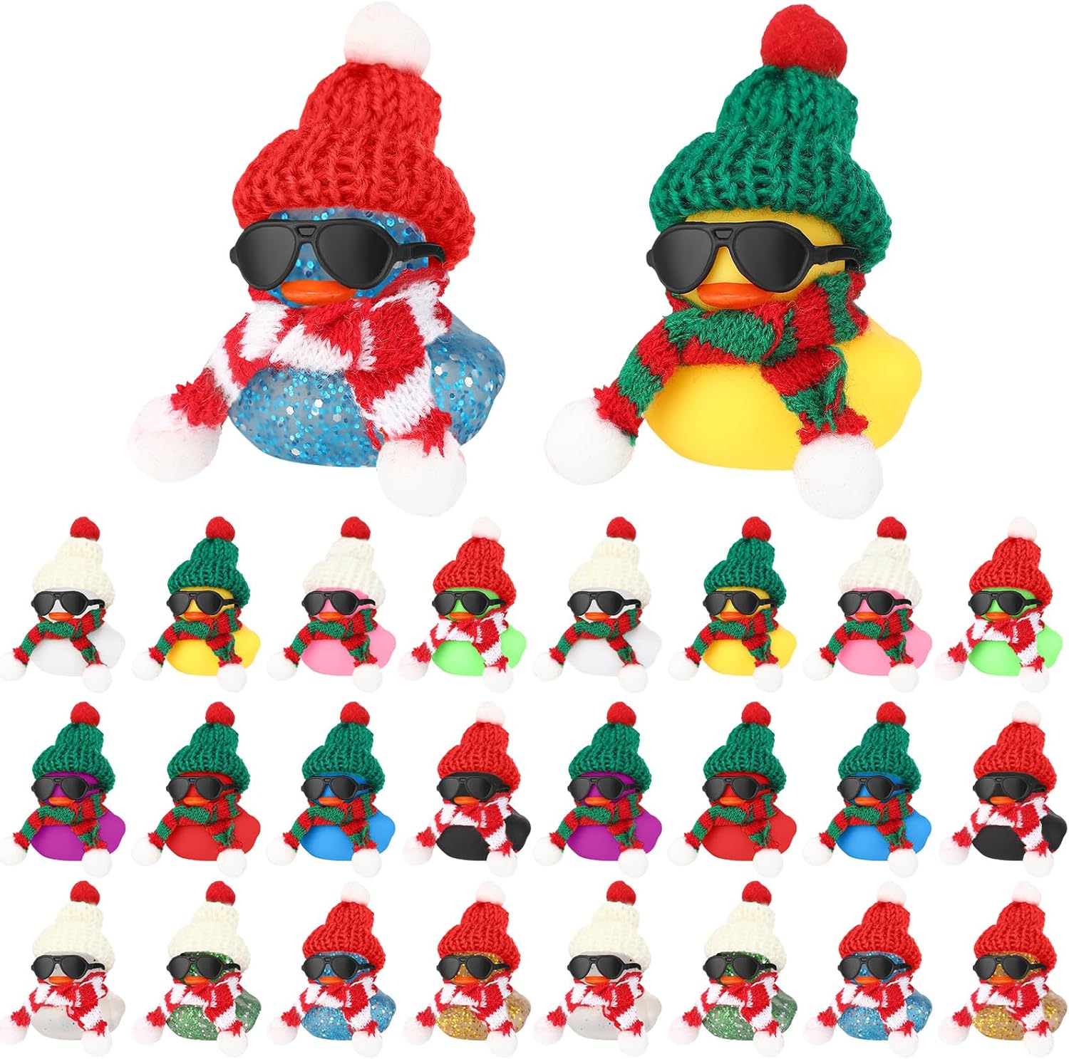 Amazon.com: Libima 24 Sets Christmas Rubber Ducks Bulk Glitter Rubber ...