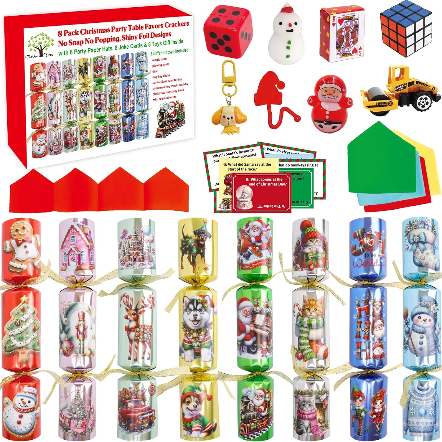 Amazon.com: ceiba tree Christmas Crackers Poppers Party Table Favors No ...