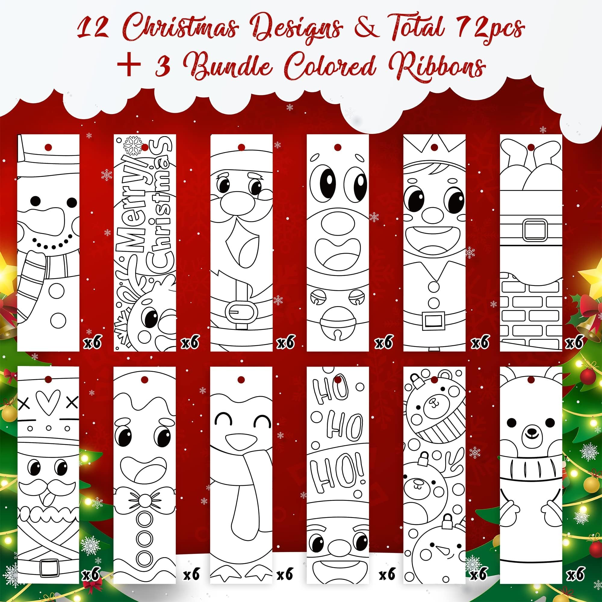 Snapklik.com : Christmas Santa DIY Bookmarks - 75pcs Christmas Color ...