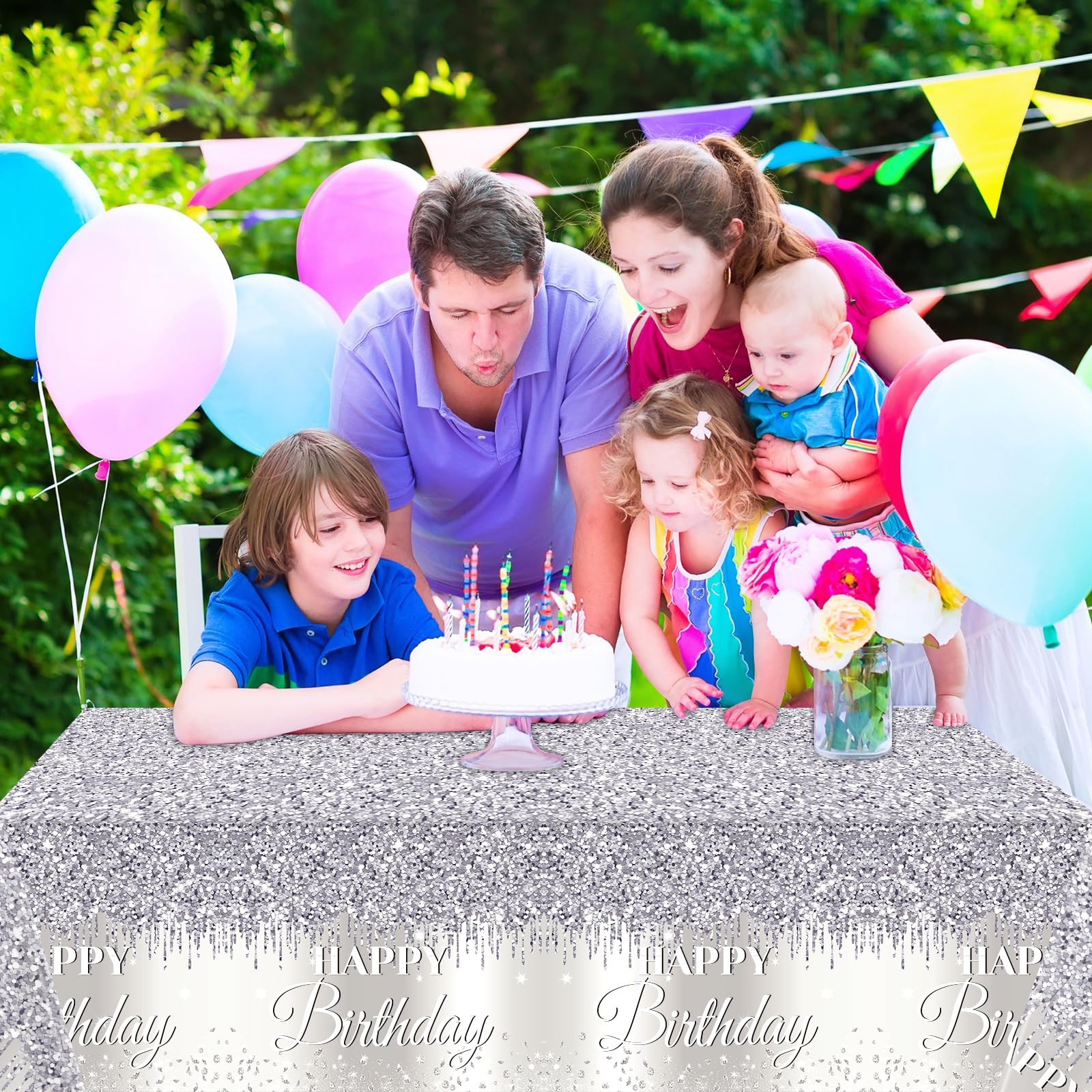 Snapklik.com : Silver Happy Birthday Party Decorations Silver Theme ...