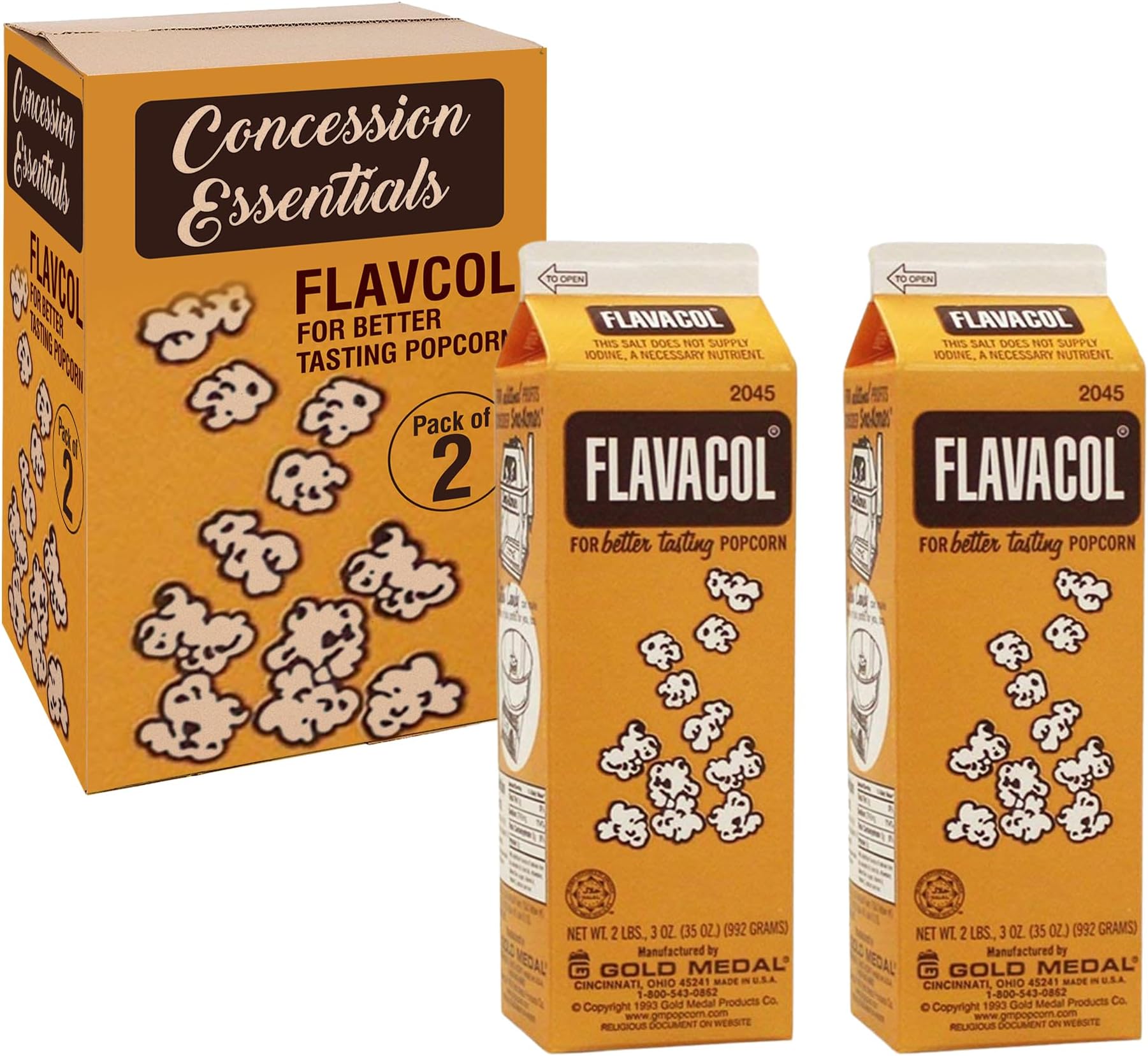 Amazon.com : Flavacol Popcorn Seasoning 35 ounce (Pack of 3) with By ...