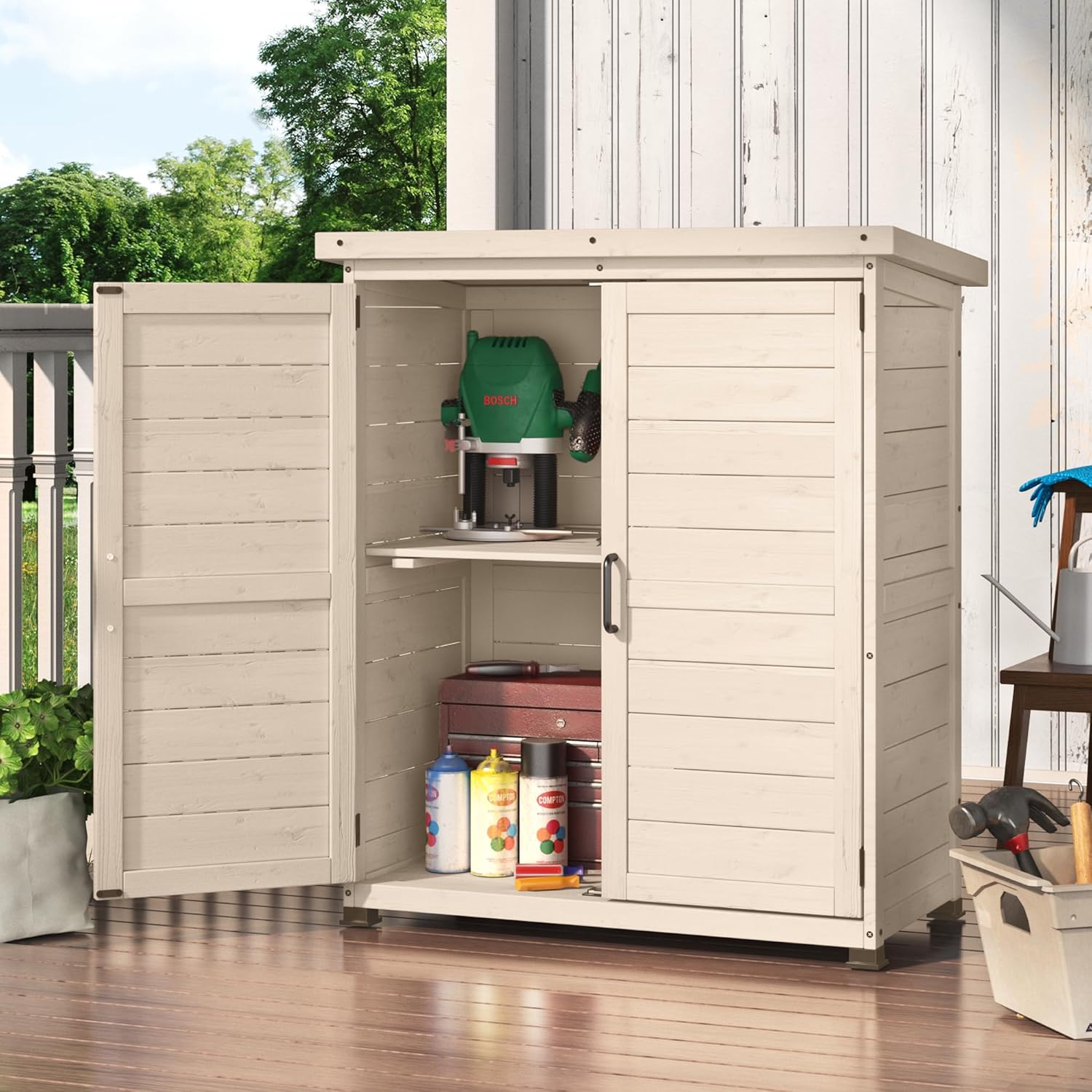 Amazon.com: AECOJOY Outdoor Storage Cabinet, Garden Potting Bench Table ...