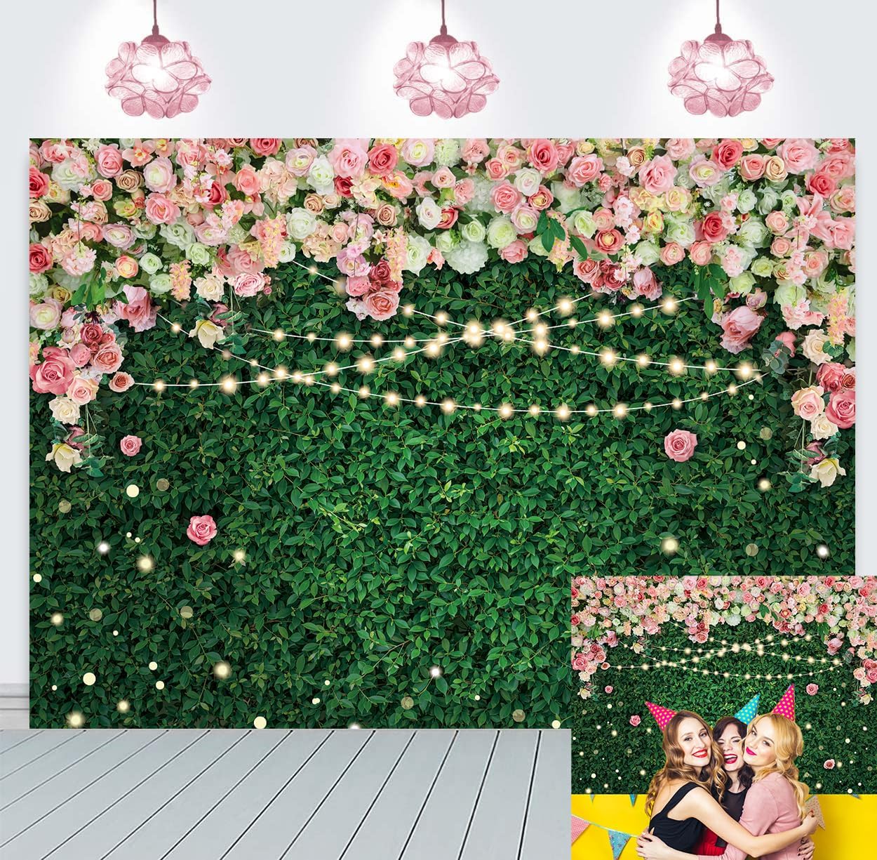 Amazon.com : Generic Flower Greenery Backdrop Floral Green Grass Lawn ...