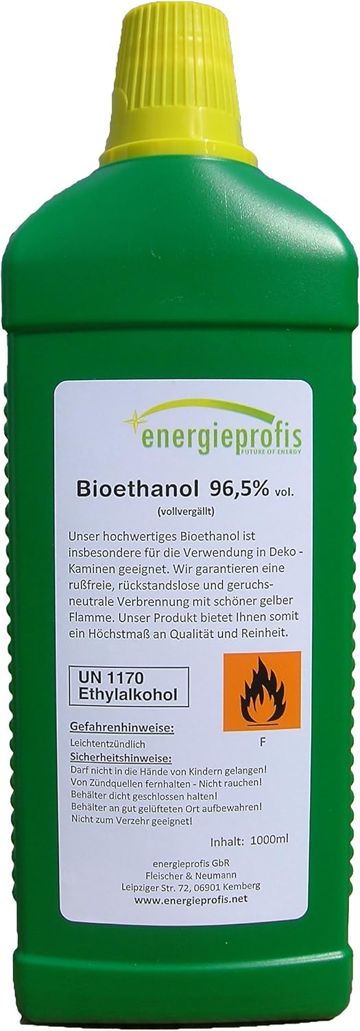 energieprofis 20 L (20x1L) Bio Alkohol 96,5% Ethanol BIOETHANOL Kamin ...