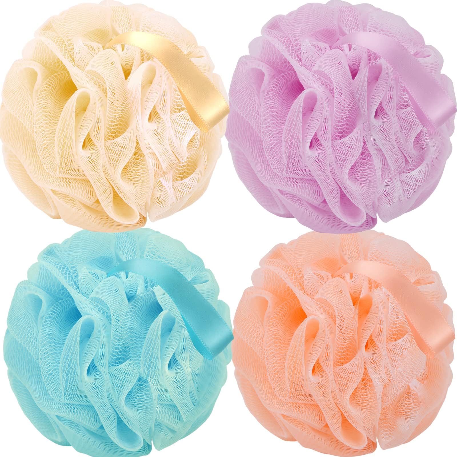 Amazon.com: TCOTBE 4 Pack Loofah Bath Sponge Lace Mesh,Sponge Loofahs ...