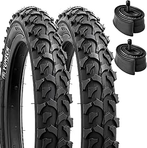 YUNSCM 12" Bike Tyres 12 x 1.95 ETRTO 54-203 and 12" Bike Inner Tubes AV32mm Schrader Valve ...