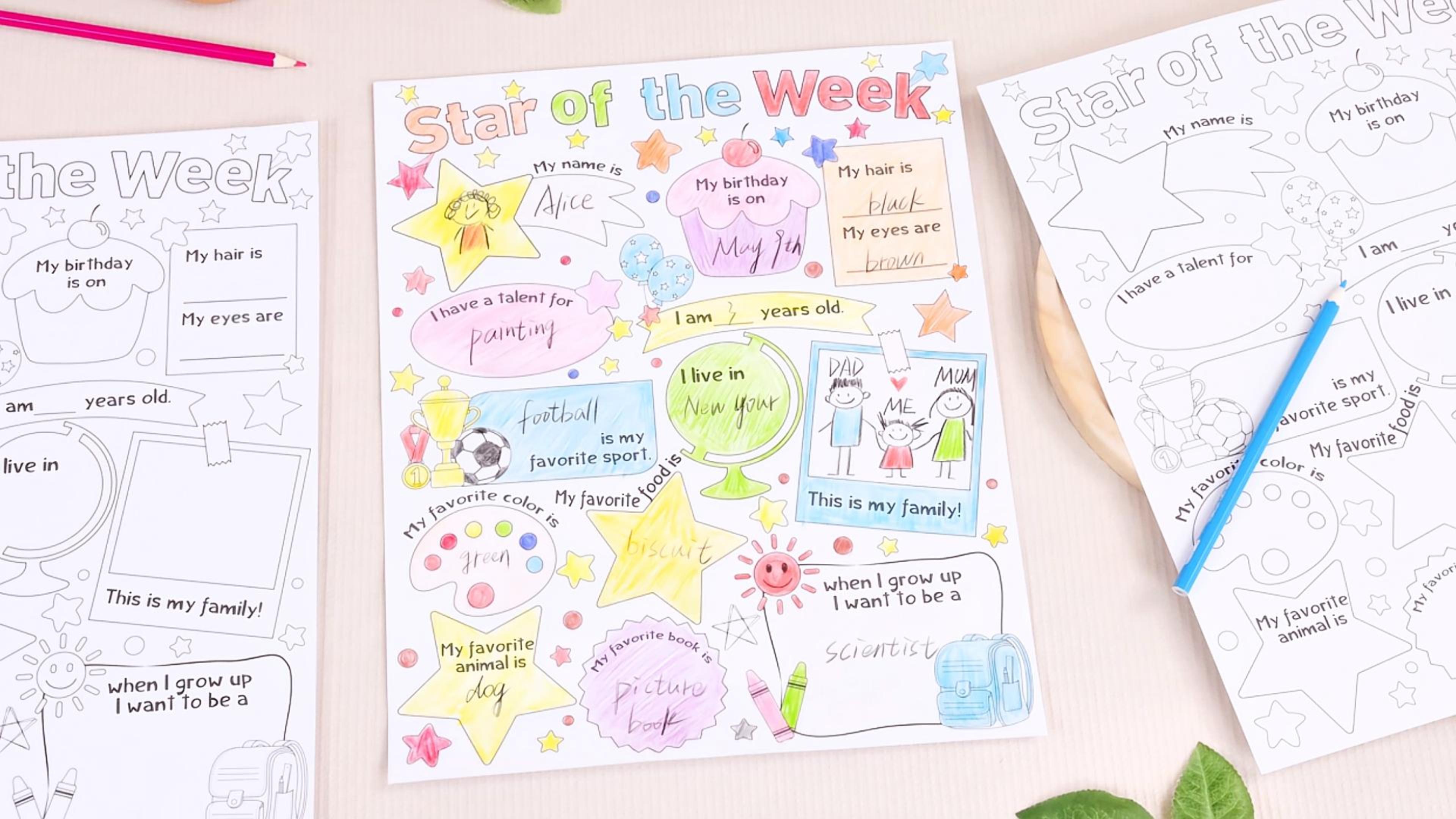 Plantilla De Póster De Estudiante Estrella Decoración De Clase