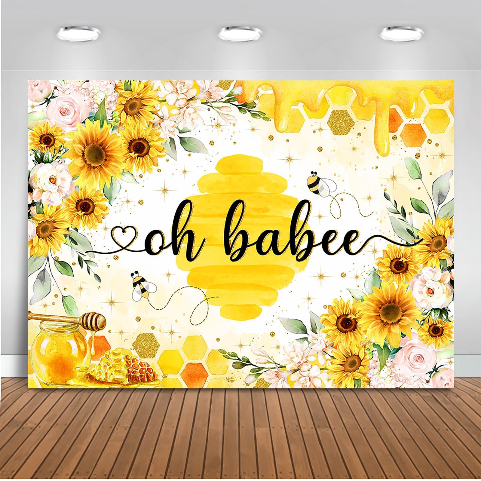 Amazon.com : Fitumiw Oh Babee Backdrop 7x5ft Bee Themed Baby Shower ...