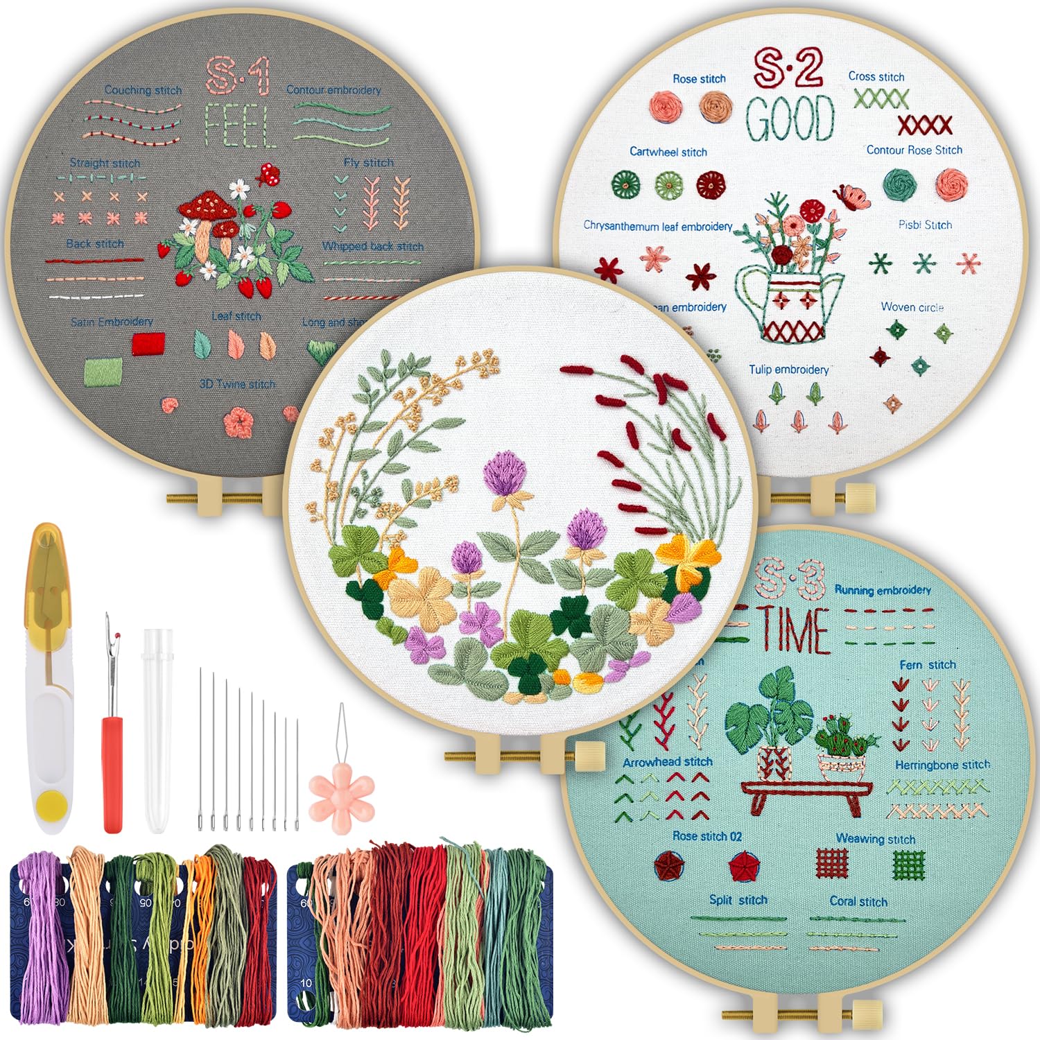 Amazon.com: TINDTOP Embroidery Kit for Beginners, Embroidery Practice ...