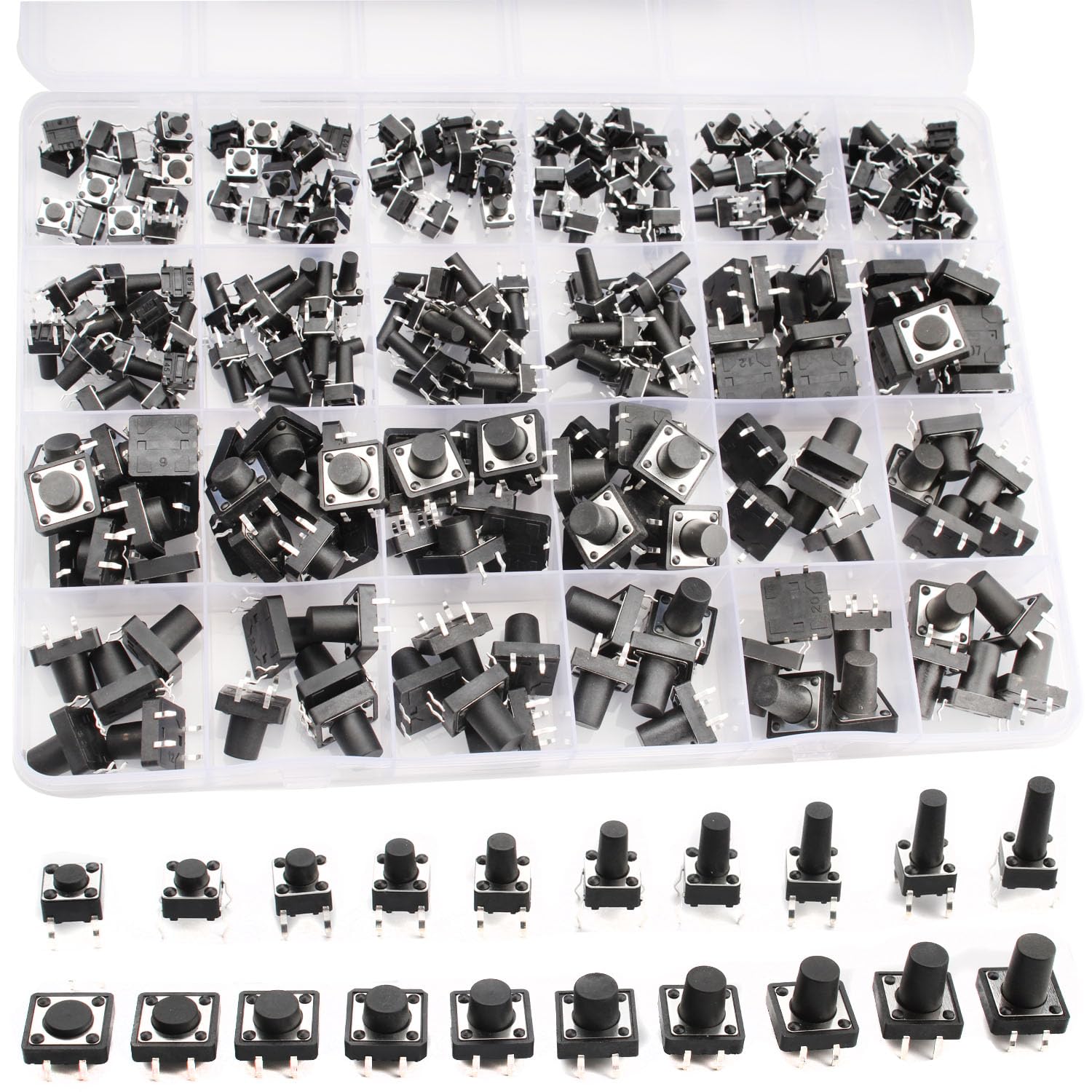 RUNCCI-YUN 250Pcs 6 x 6mm 12 x 12mm Tactile Push Button Switch Micro ...