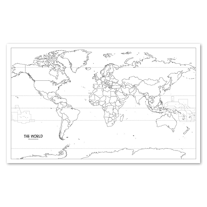 Buy Blank World Map Outline Poster (LAMINATED, 18" x 29") Online at ...