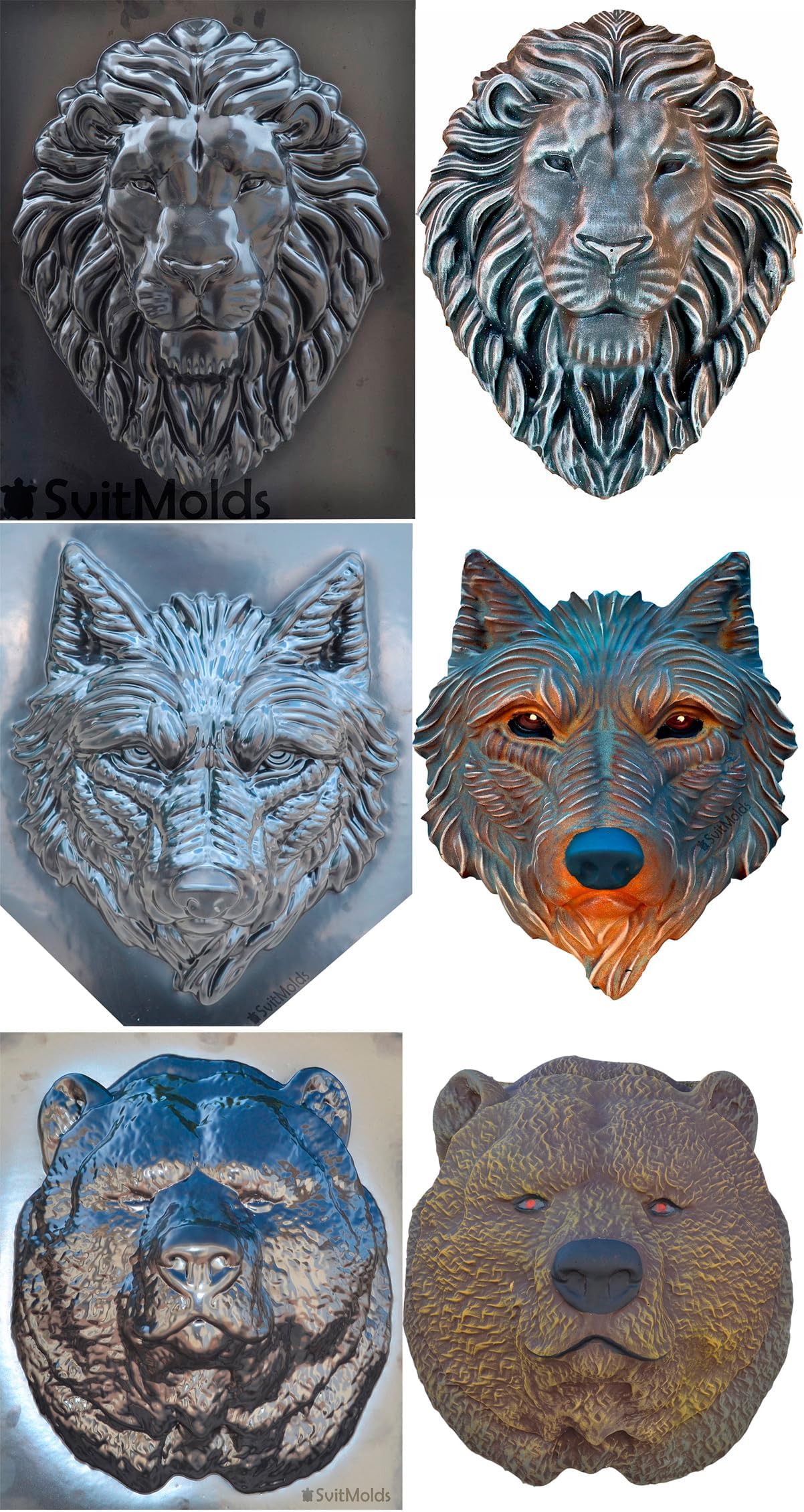 Amazon.com: SvitMolds Mold 2D DIY Plaque Head Animals Garden Decor Mold ...