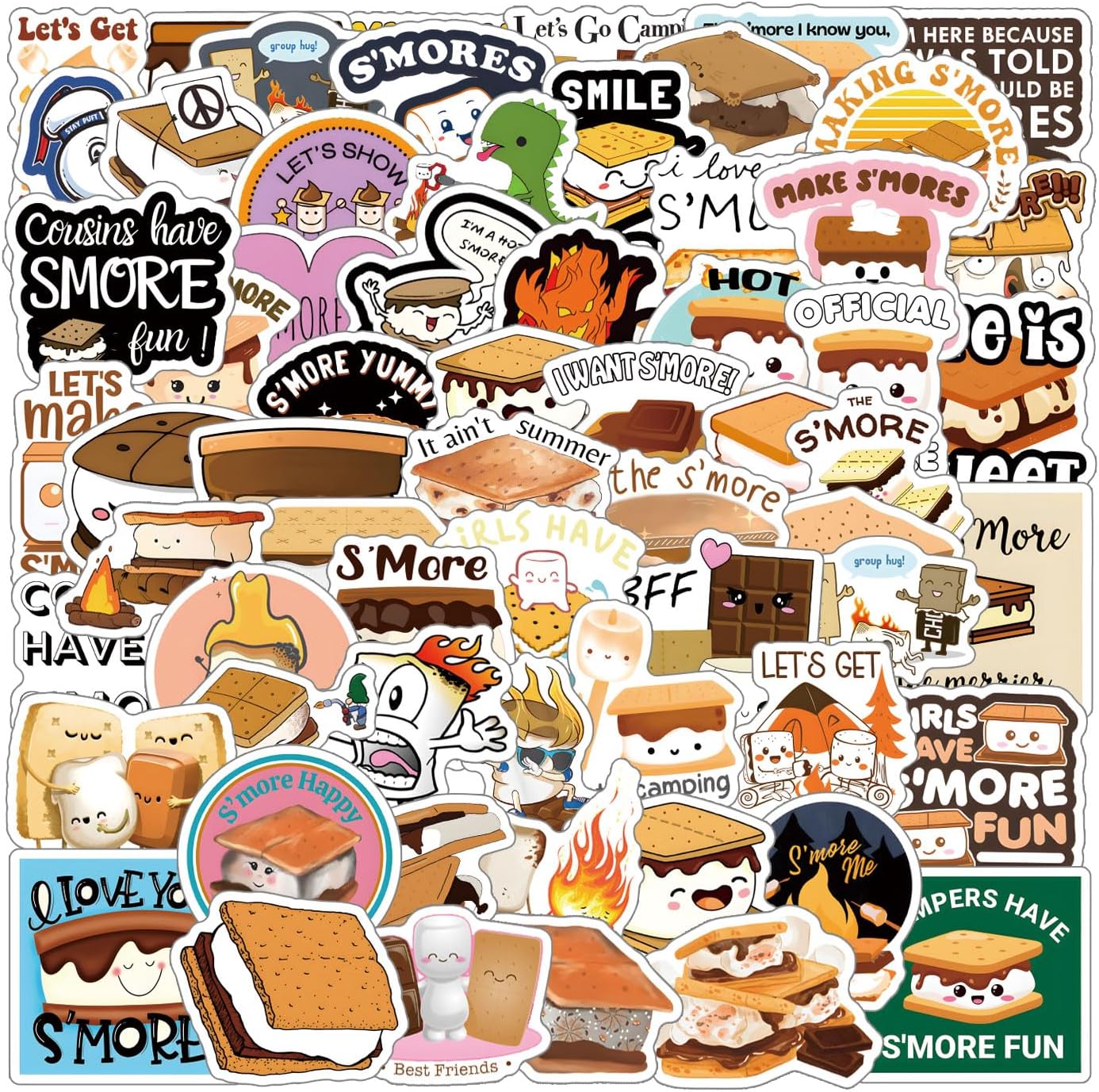 Amazon.com: 63Pcs Land Stickers Pack, Cartoon Aesthetic Vinyl ...