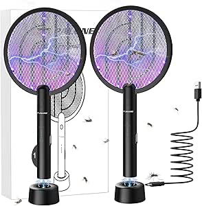 Amazon.com : PALONE Electric Fly Swatter 4000V Bug Zapper Racket 2 in 1 Fly Swatter with 1200mAh ...
