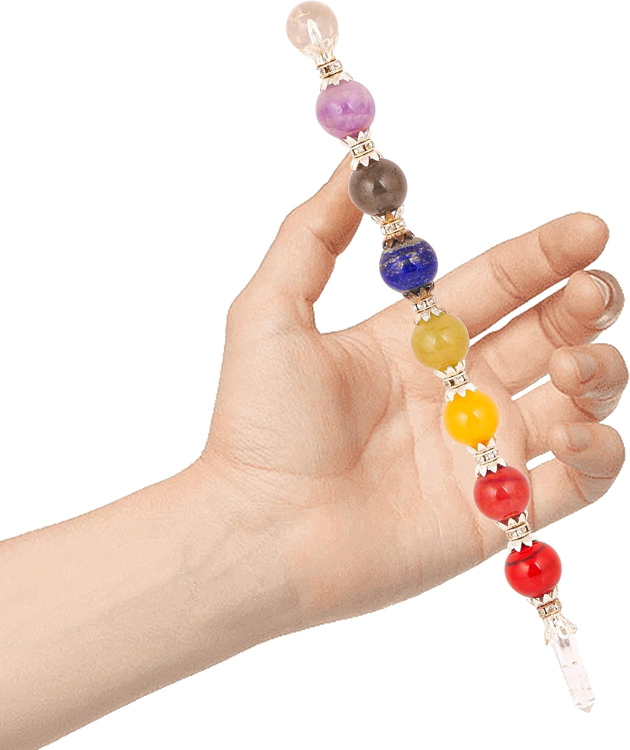 Amazon.com: PYOR Seven Chakra Ball Healing Stick Reiki Crystal Pointed ...