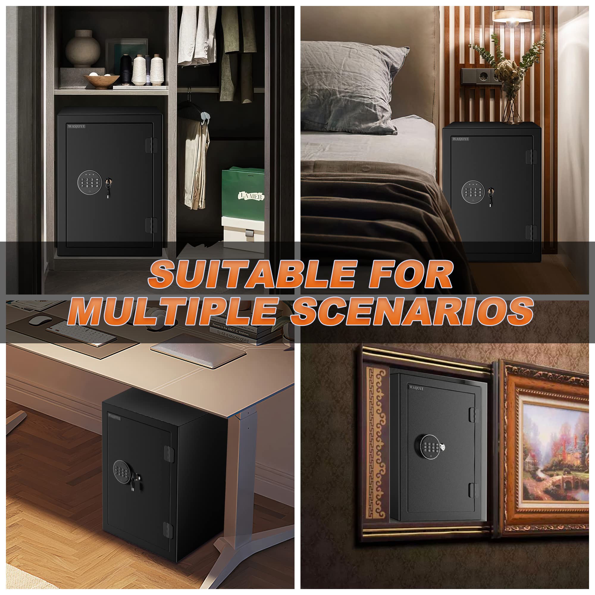 WASJOYE Fireproof Safe, Fireproof and Waterproof Home Safe with ...