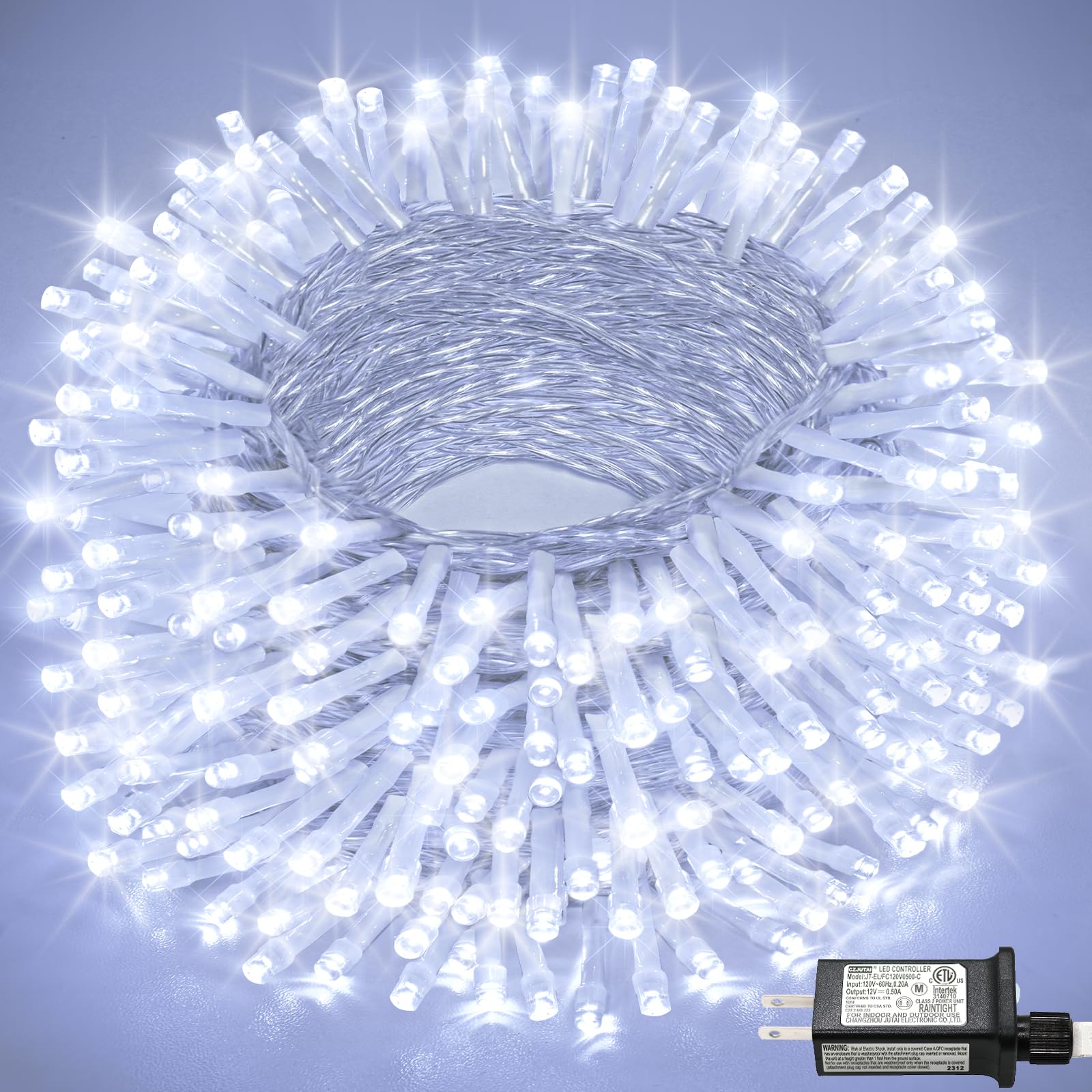 100ft White Christmas Lights Outdoor, 300 LED Tree Lights Connectable ...