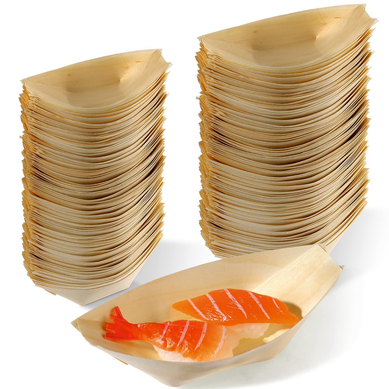Amazon.com: Nuanchu 200 Pcs Bamboo Wooden Boat Bulk Disposable Wood ...