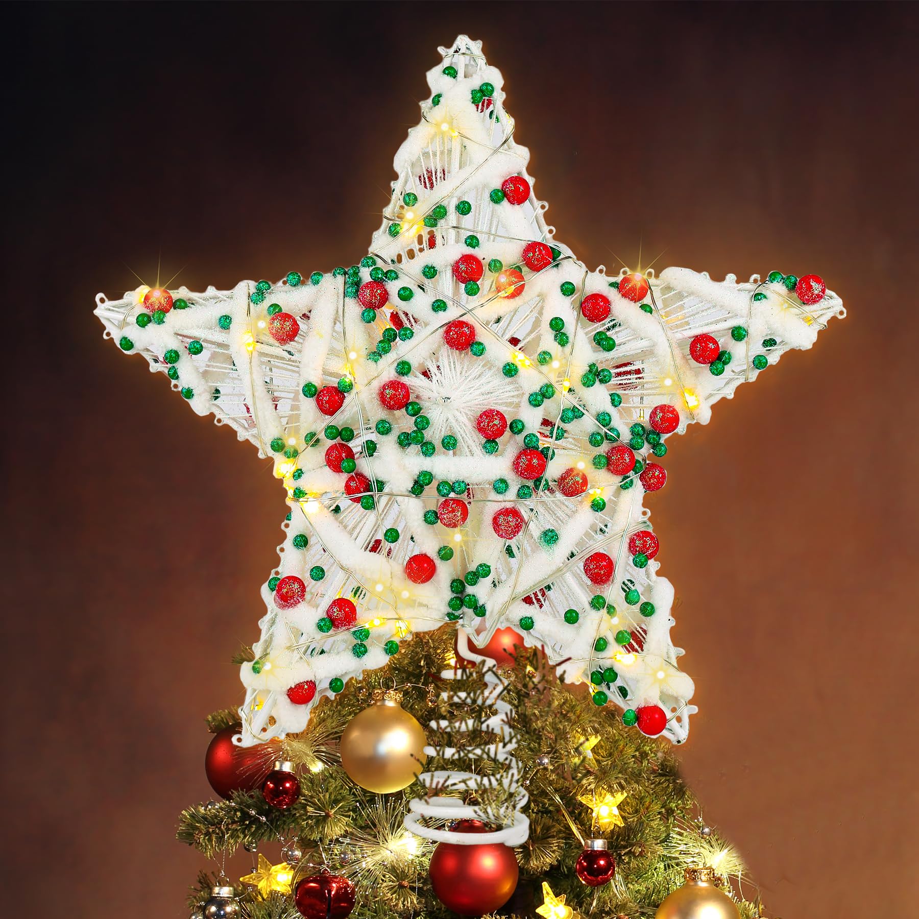 Amazon.com: Lotus Hills Christmas Tree Topper Star Lighted, 3D ...