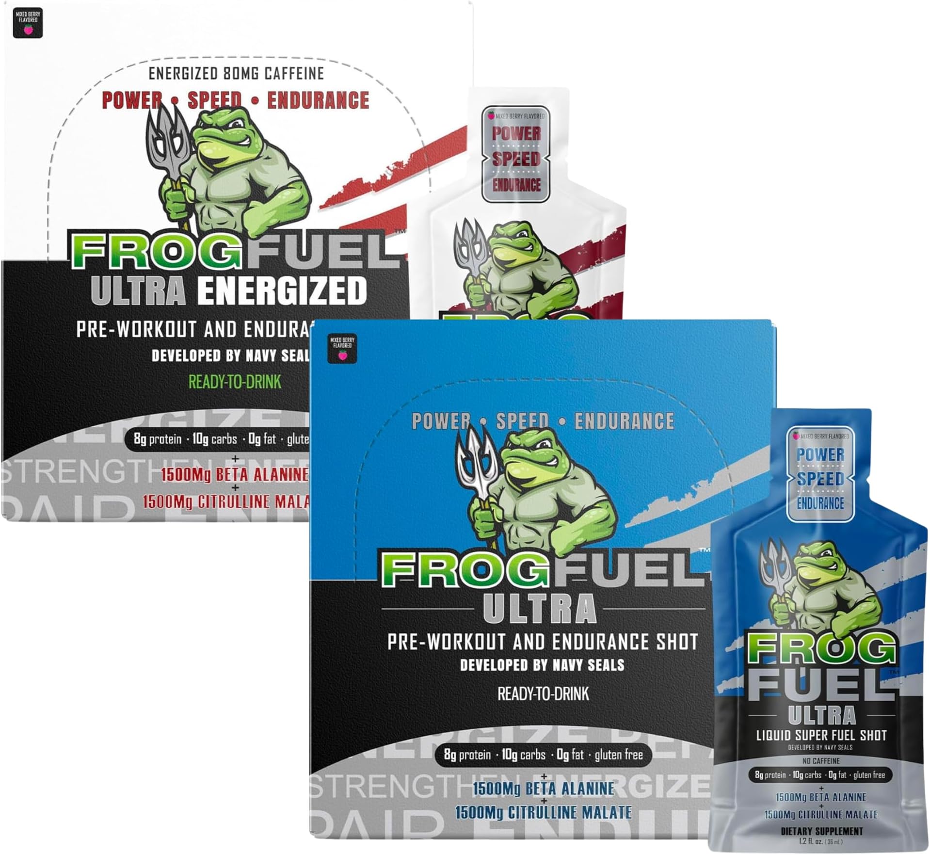 Amazon.com: Frog Fuel Ultra & Ultra Energized Pre Workout Shot Bundle ...