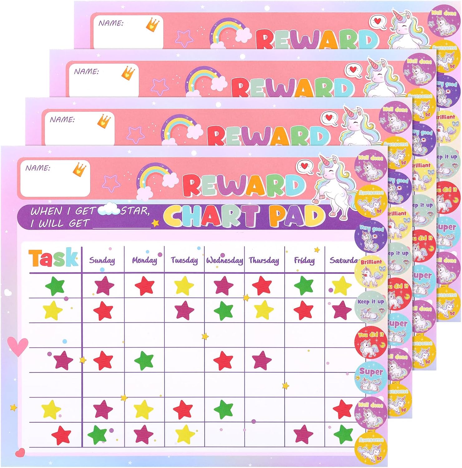 Amazon.com: Geyoga 120 Sheets Unicorn Magnetic Kids Behavior Chart ...