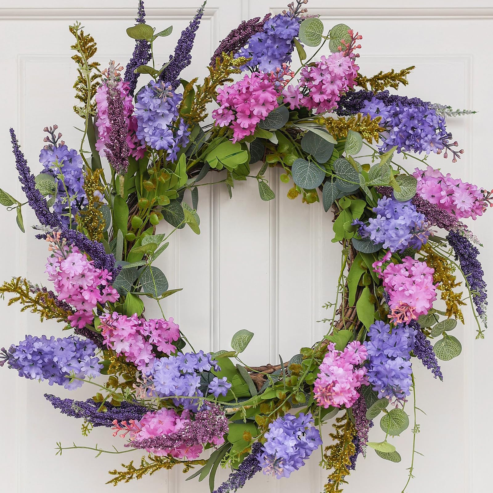 Amazon.com: Hometrance Spring Wreath for Front Door with Lavender and ...