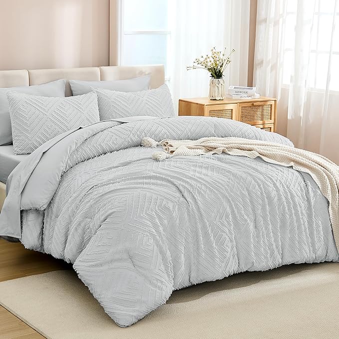 Amazon.com: Andency Light Grey Comforter King Size Set with Sheets - 7 ...