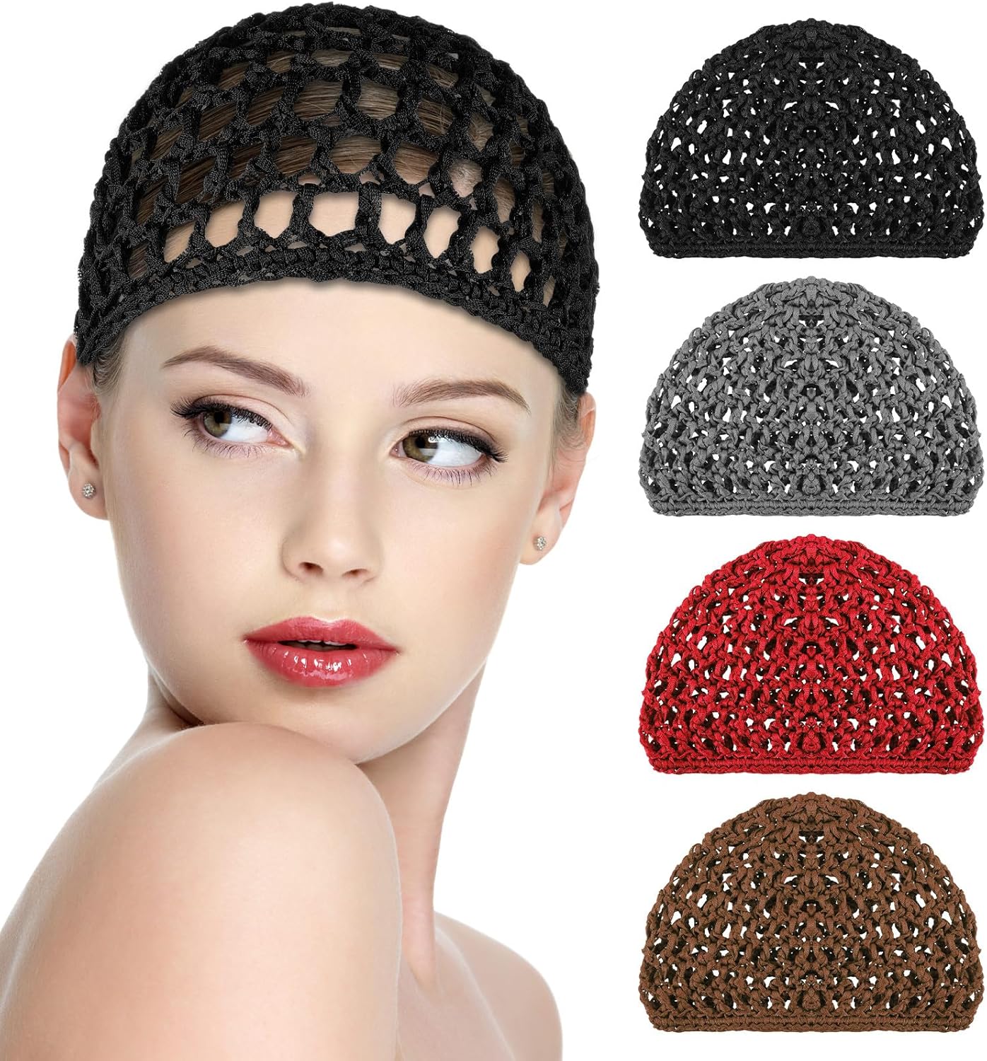 Amazon.com: DIVINA VITAE Mesh Crochet Hair Net Snoods for Women Knit ...
