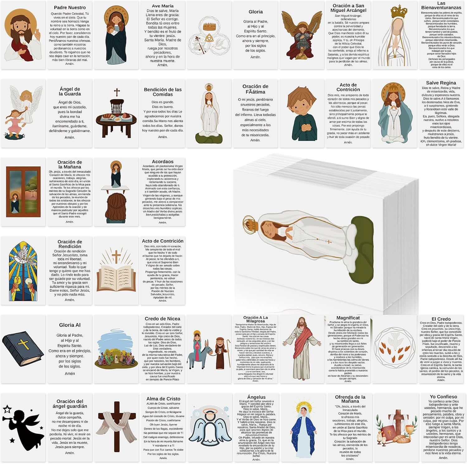 Amazon.com: Motiskyy 120 tarjetas de oración católicas españolas con ...