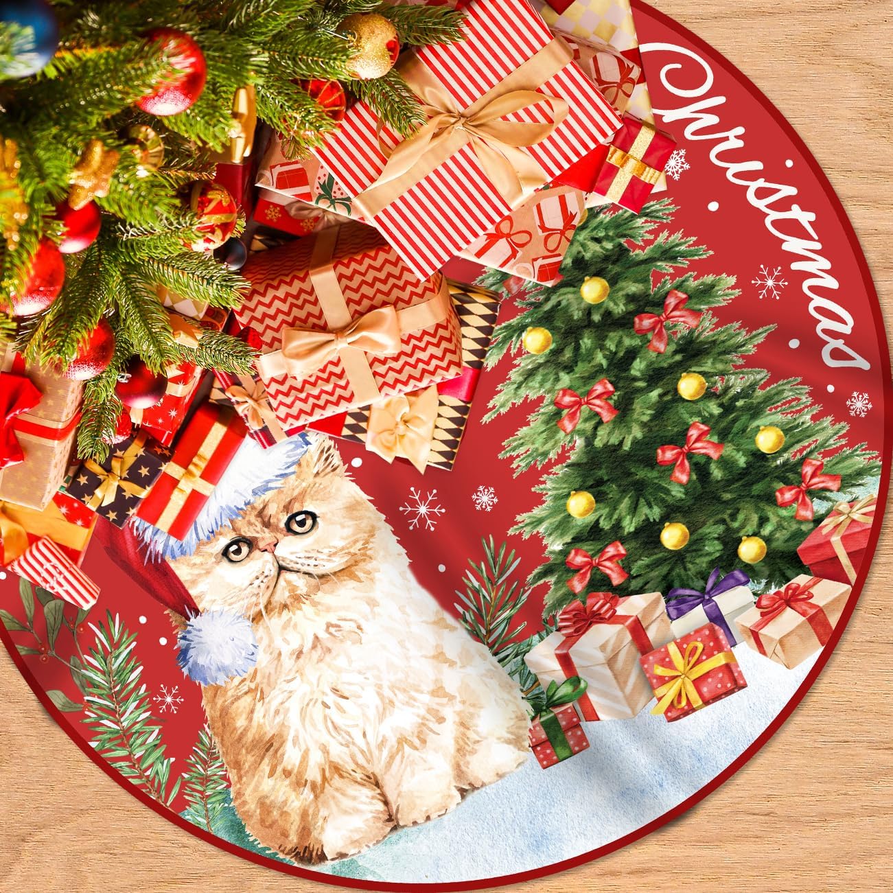 Amazon.com: Christmas Cat Tree Skirt 48 Inch Cat Christmas Tree ...