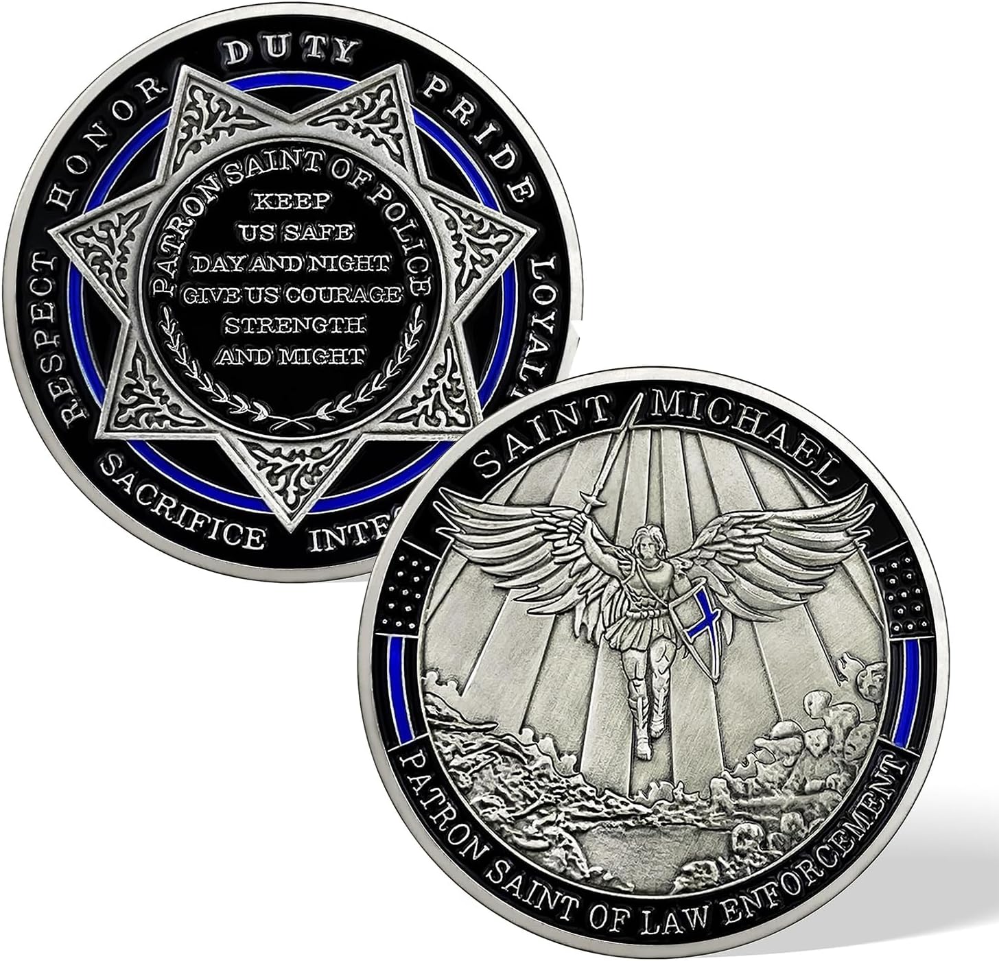 Amazon.com: Saint Michael Challenge Coin Police Law Enforcement Coin ...
