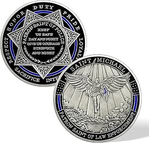 Amazon.com: Saint Michael Challenge Coin Police Law Enforcement Coin ...