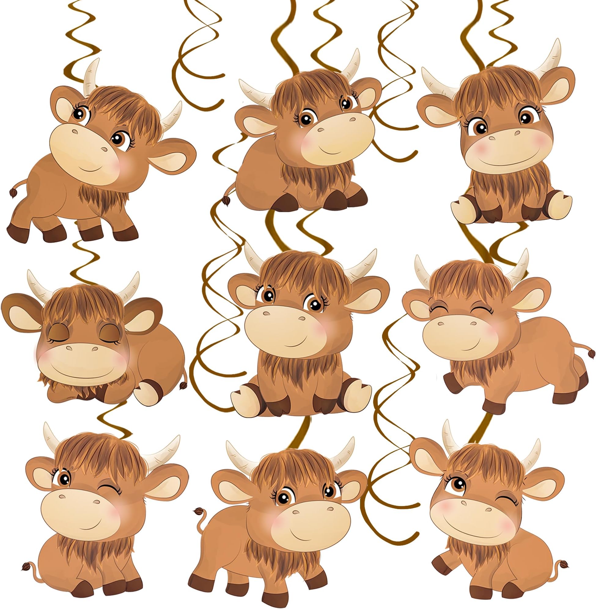 Amazon.com: Libima 24 Pieces Highland Cow Hanging Swirl Western ...