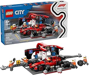Amazon.com: LEGO City F1 Pit Stop & Pit Crew with Ferrari Car Toy ...