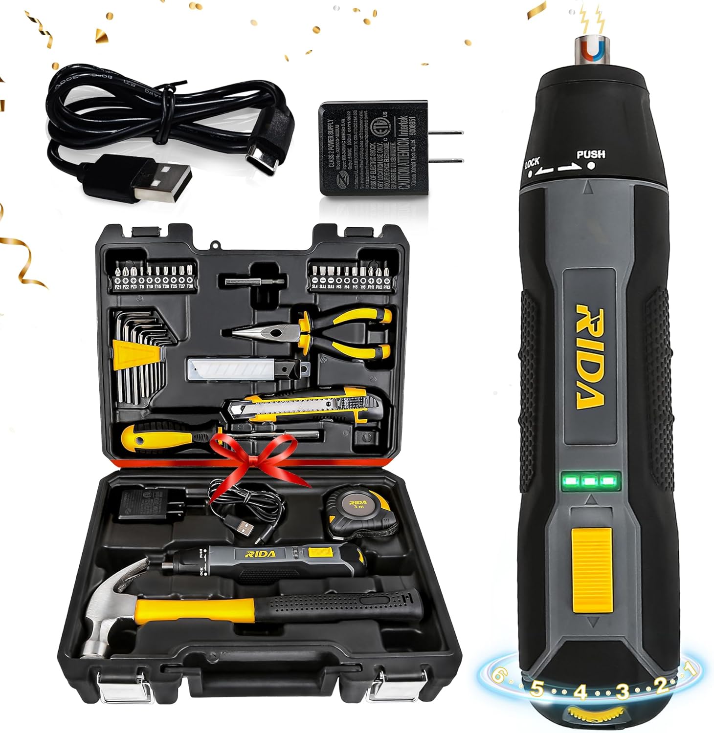 Amazon.com: RIDA Cordless Screwdriver 4V 5 N.m Rechargeable Electric ...