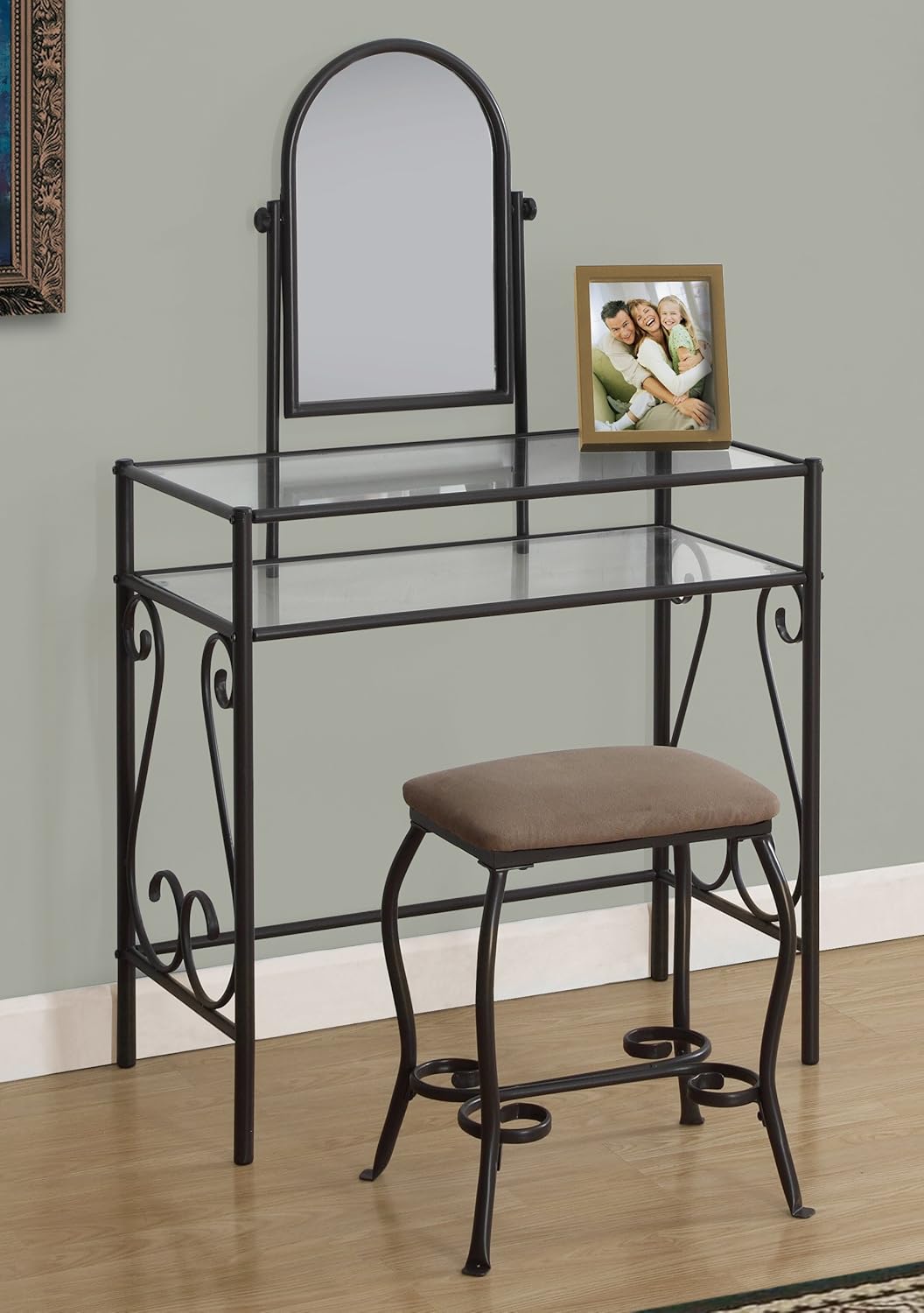 Amazon.com: Monarch 2 Piece Vanity Set, Brown : Home & Kitchen