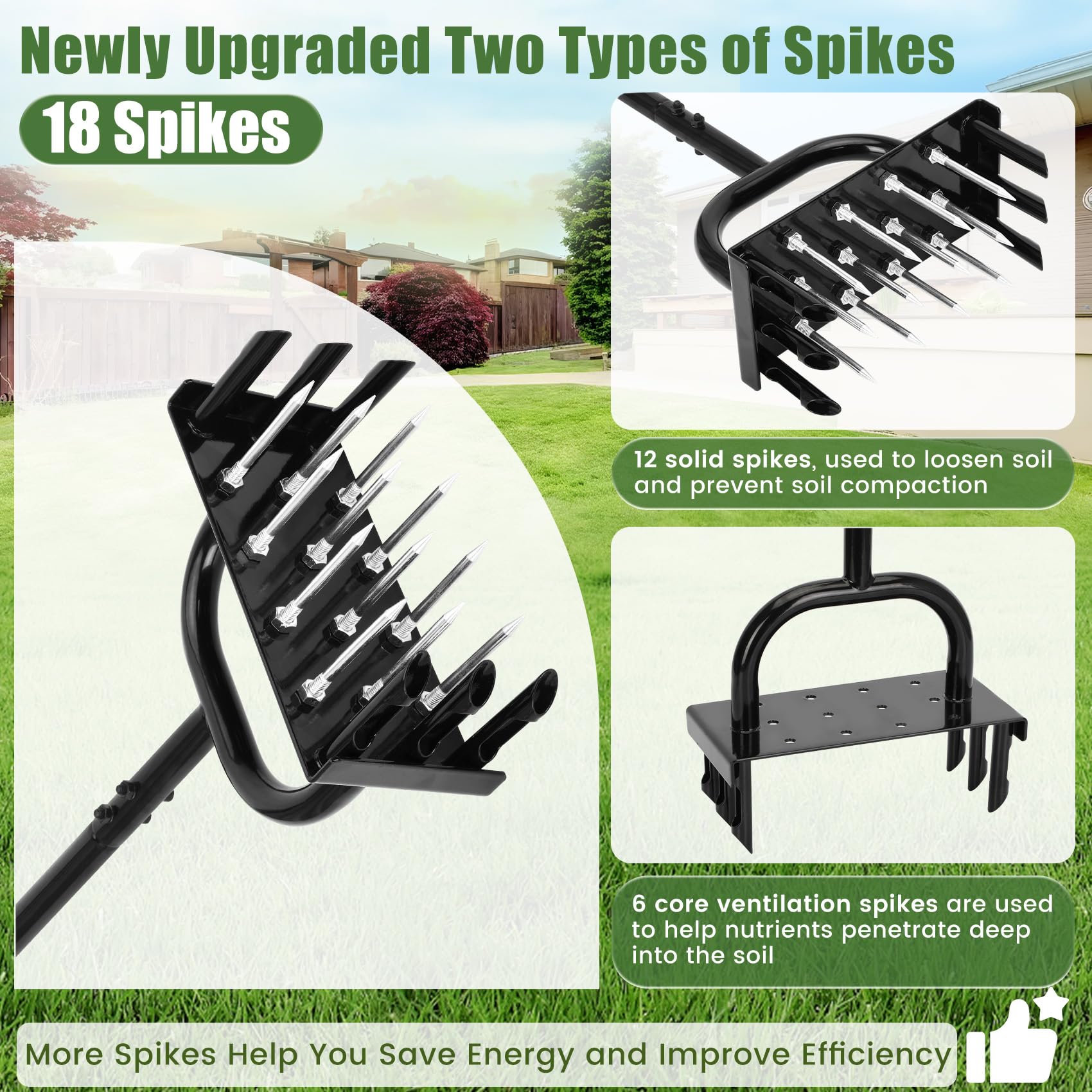 Snapklik.com : 2-in-1 Lawn Aerator Tool, Multifunctional Carbon Steel ...