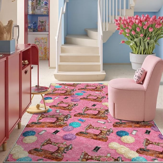 Amazon.com: Soyalie Abstract Sewing Machine Themed Area Rugs 4ftx6ft ...