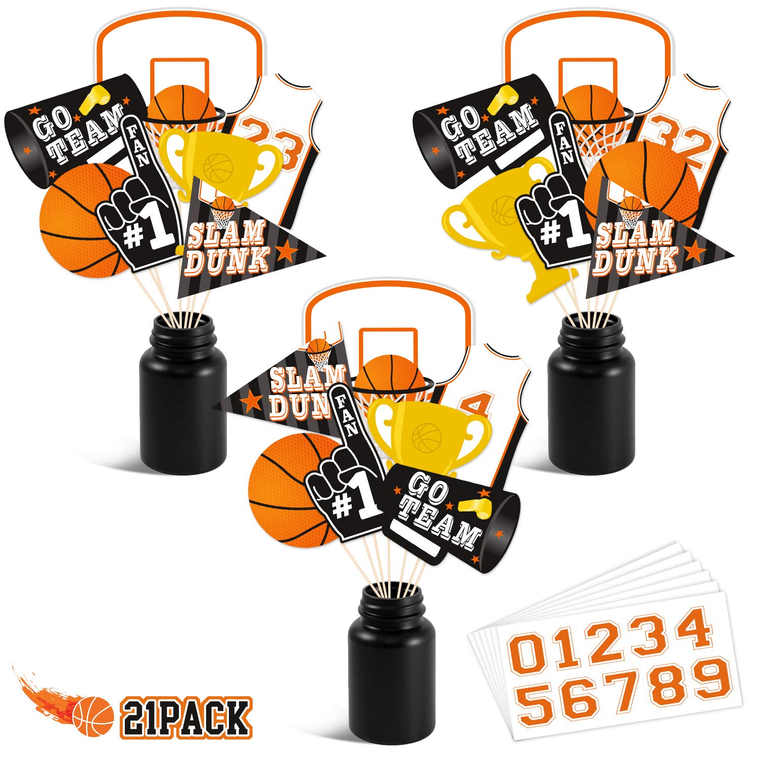 Snapklik.com : 21 Pack Basketball Party Decorations Table Toppers ...