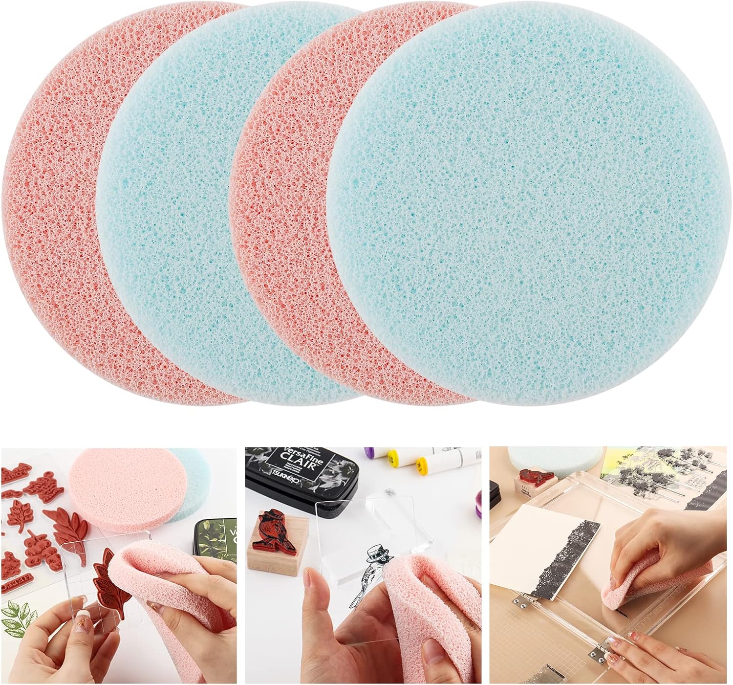 Amazon.com: Briartw 4 Pcs/Set Stamp Scrubber,Stamp Cleaning Sponge,Ink ...
